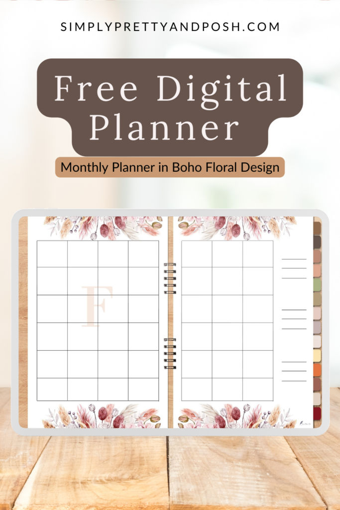 Boho Monthly Planner Digital - Simply Pretty and Posh